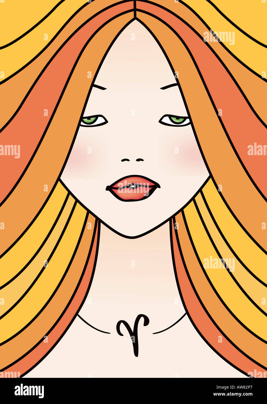 Closeup of Aries woman Stock Photo - Alamy
