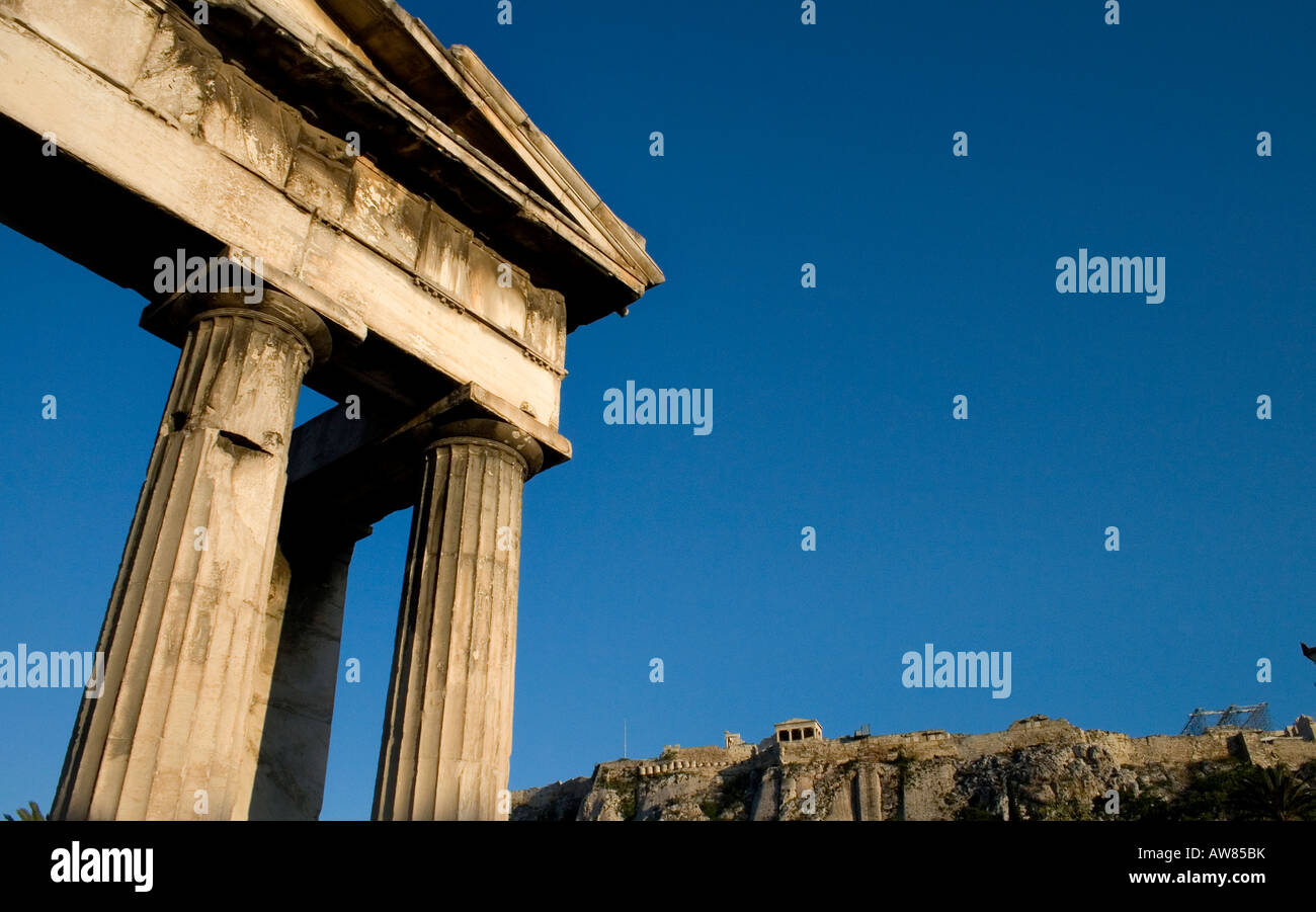 The remains of the west gate into the Roman forum in the Ancient Agora ...
