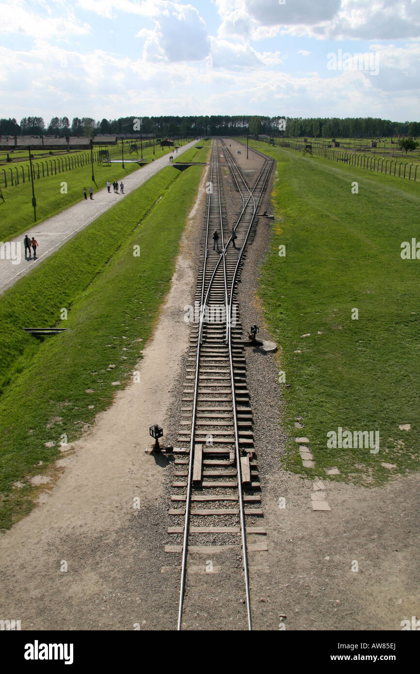 The railway tracks in the former Nazi concentration camp at Auschwitz ...