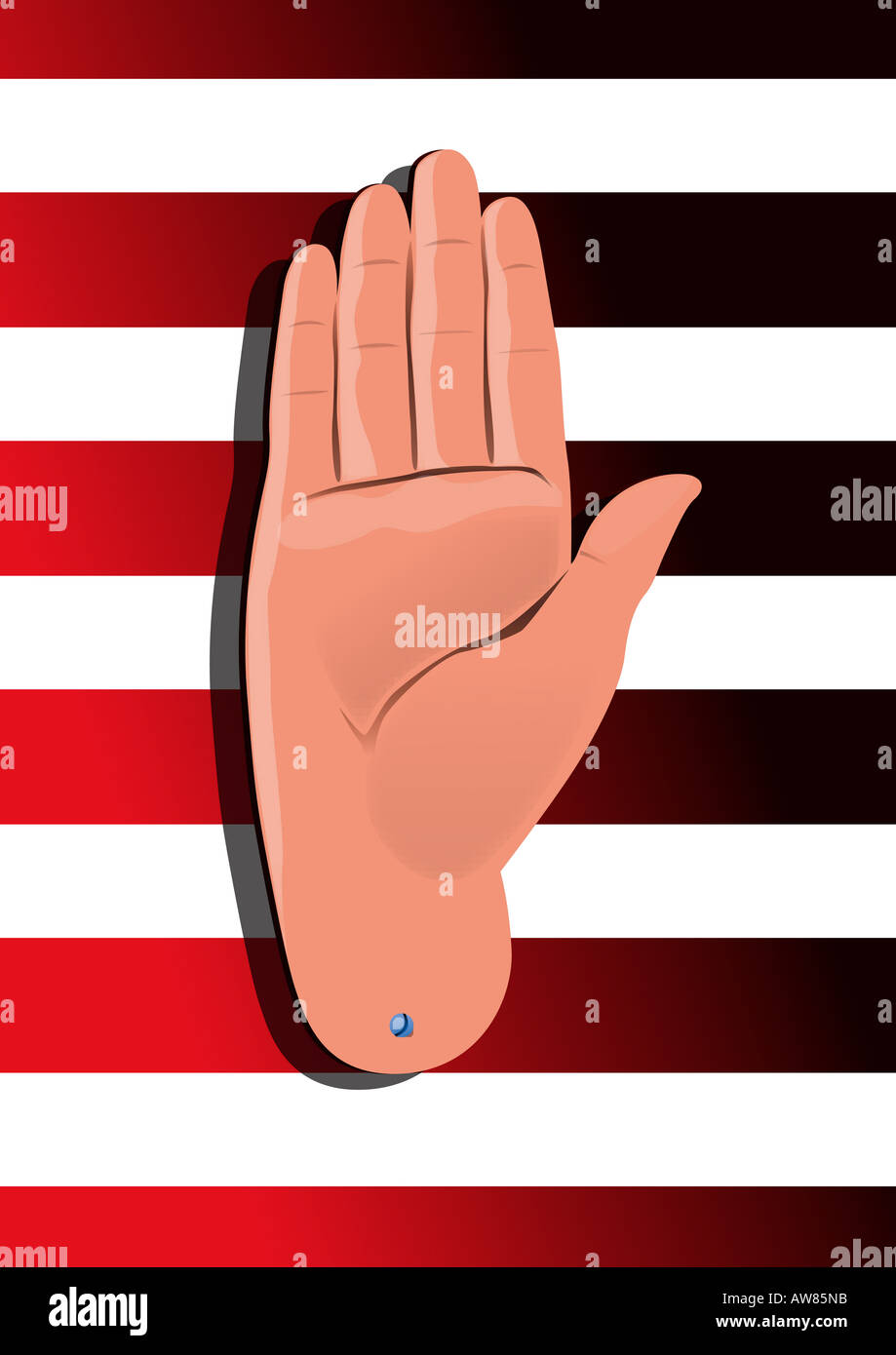 Hand sign "halt Stock Photo - Alamy