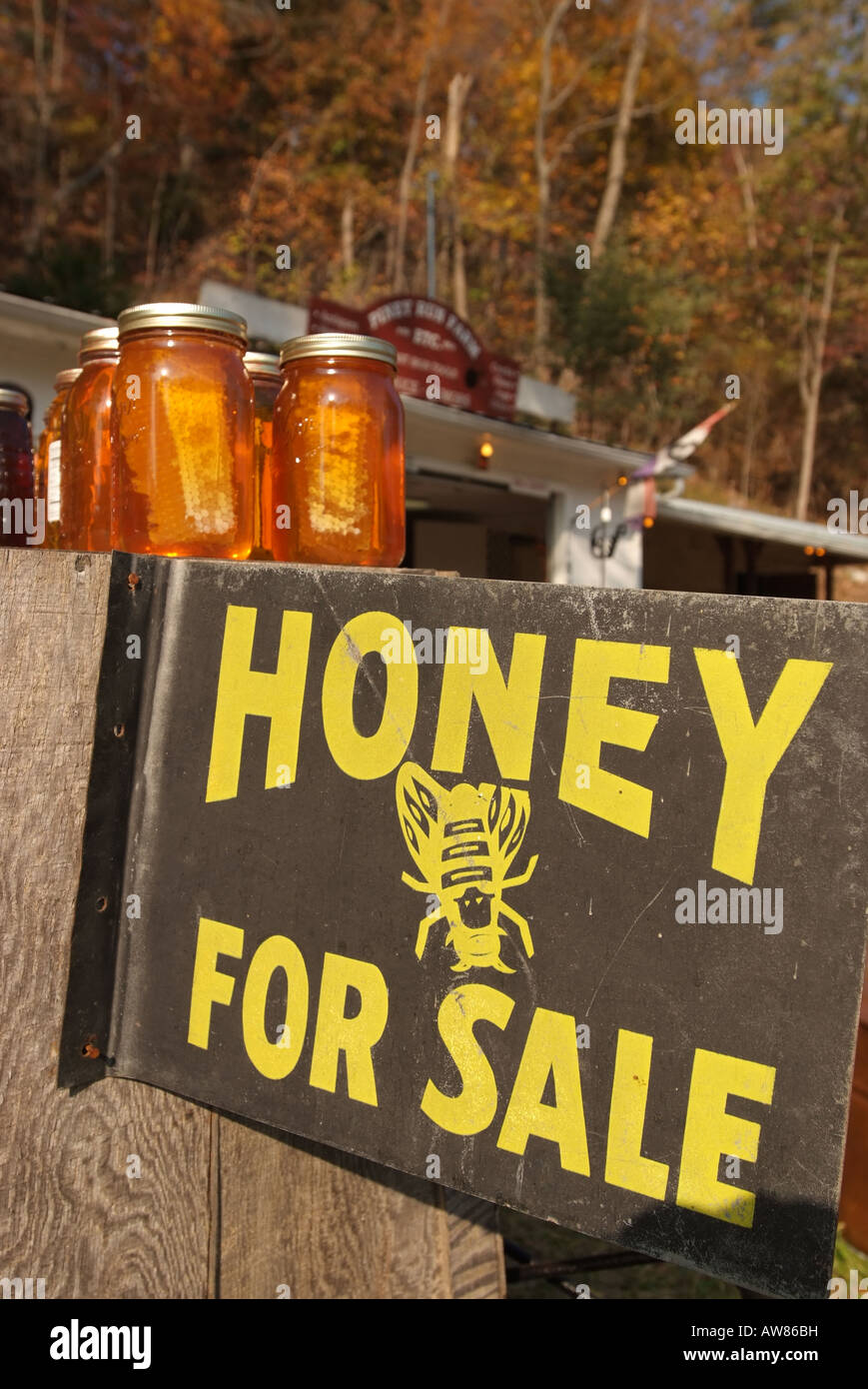 USA Sperryville local fresh honey sold at roadside stand Stock Photo ...