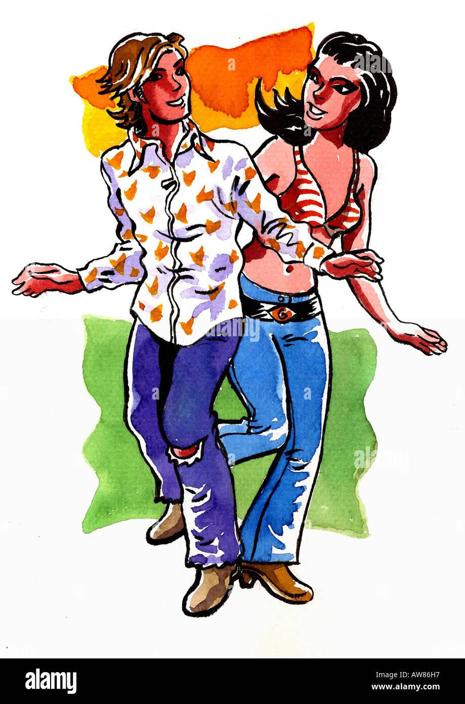 Young casual couple dancing, looking at each other Stock Photo - Alamy