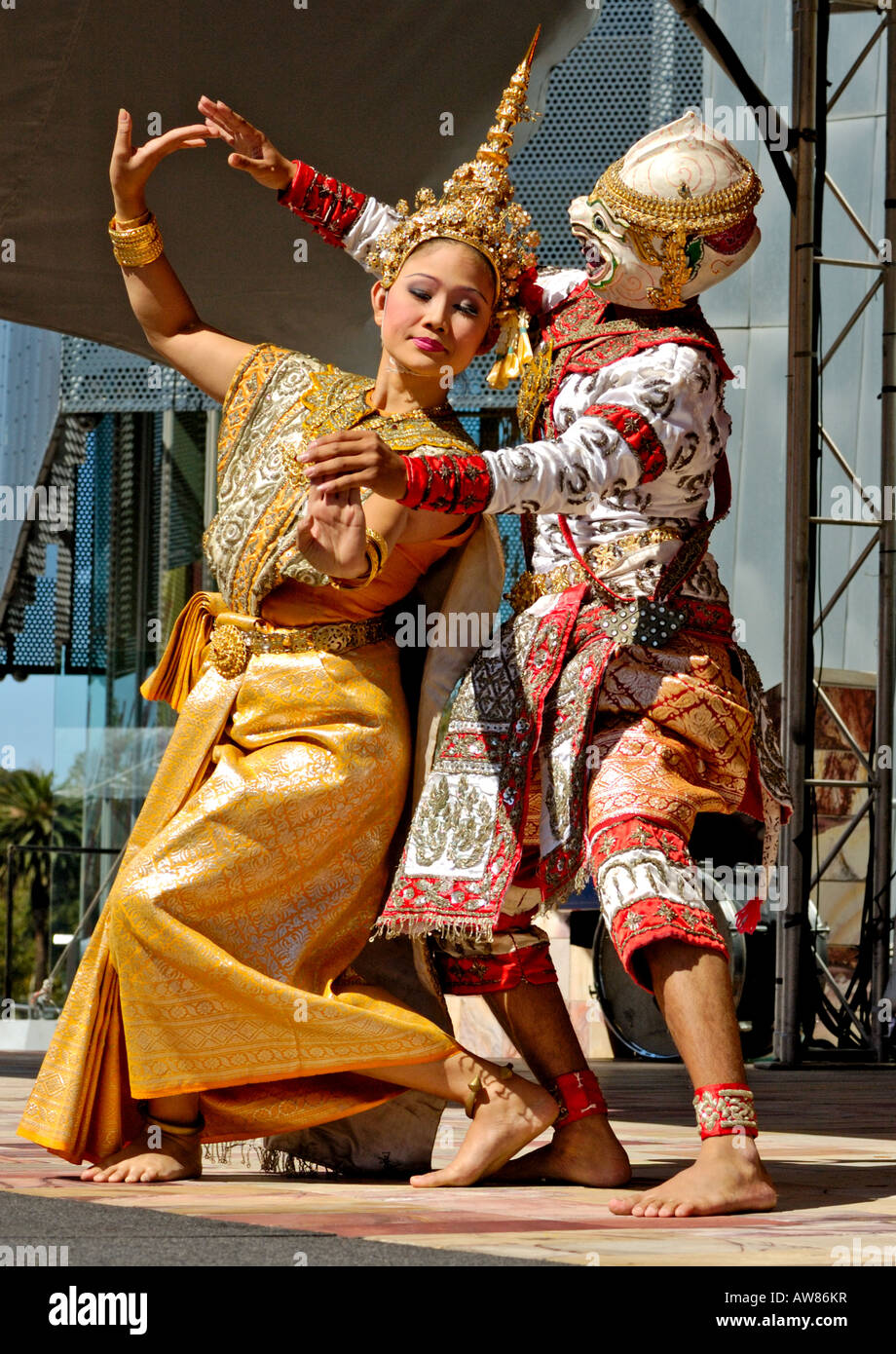 Two Thai performance at a show during Thai cultural festival in ...