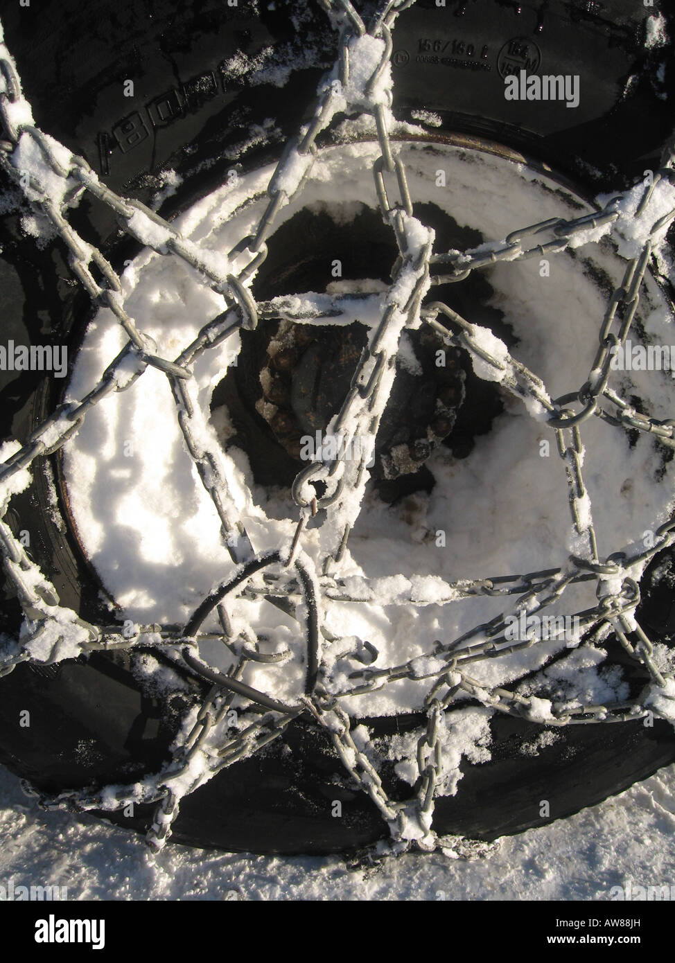 wheel with chains Stock Photo - Alamy