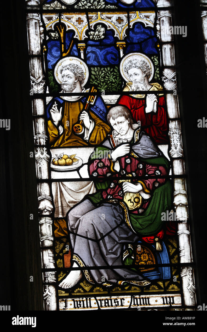Stained Glass Window Depicting the Apostles including Judas Iscariat at ...