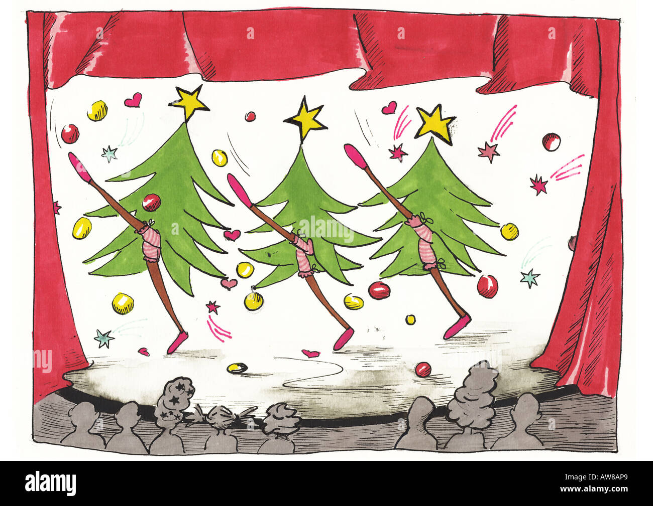 Christmas trees dancing for an audience Stock Photo - Alamy