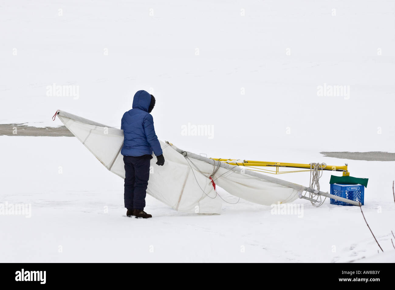 Ice boats on frozen Lake Erie in Toledo Ohio USA US winter sport sports ...