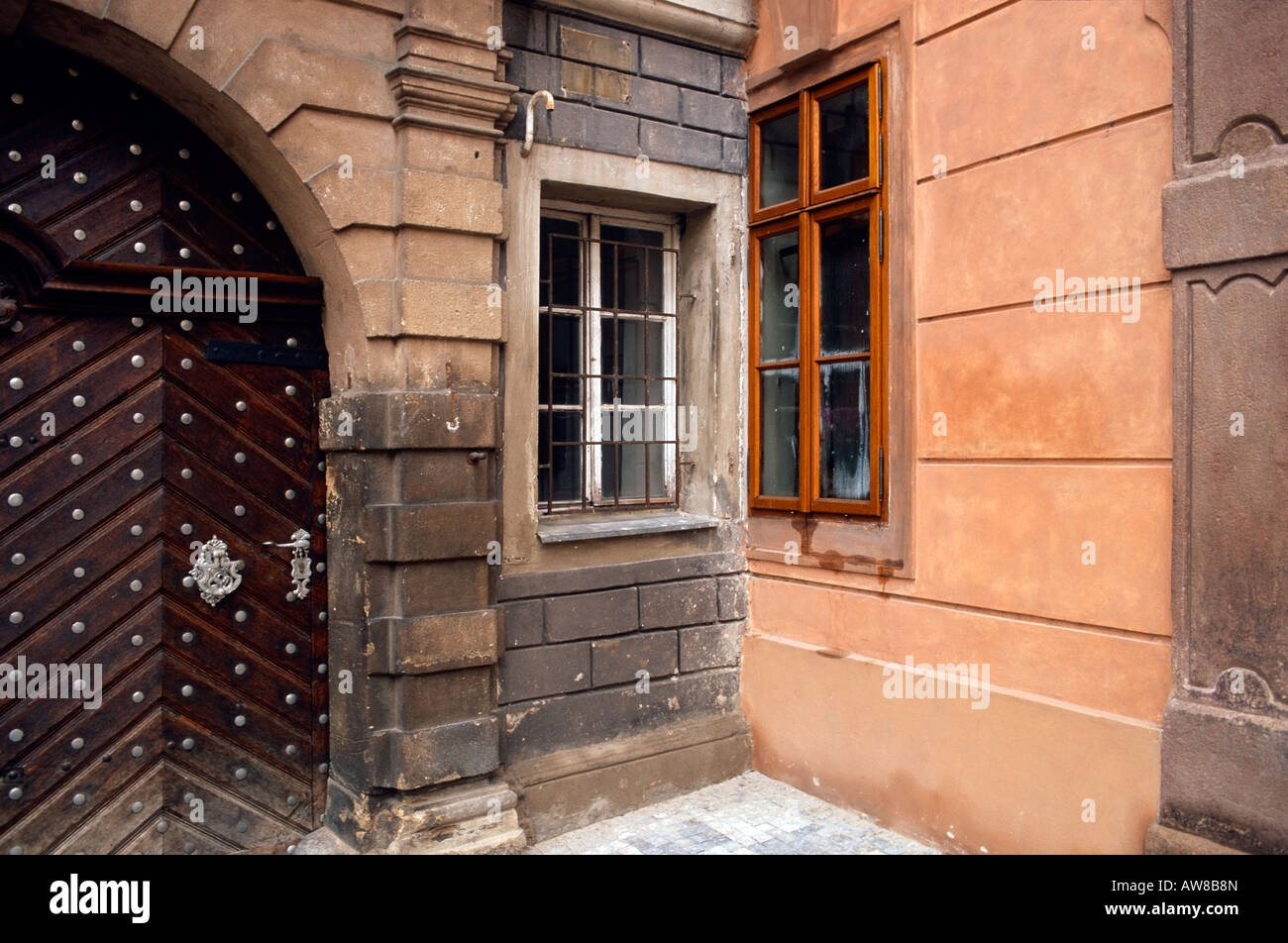Prague Wall with Windows Stock Photo - Alamy