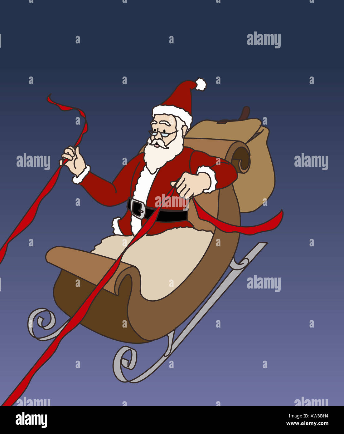 Santa Claus riding his sleigh Stock Photo - Alamy