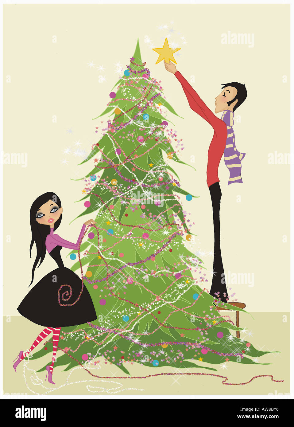 Barren trees with christmas lights hi-res stock photography and images ...