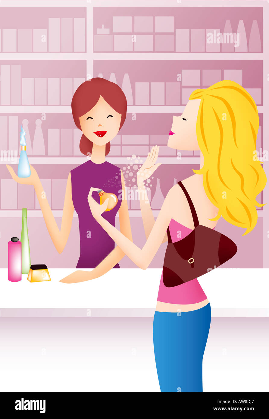 Putting On Perfume Cartoon