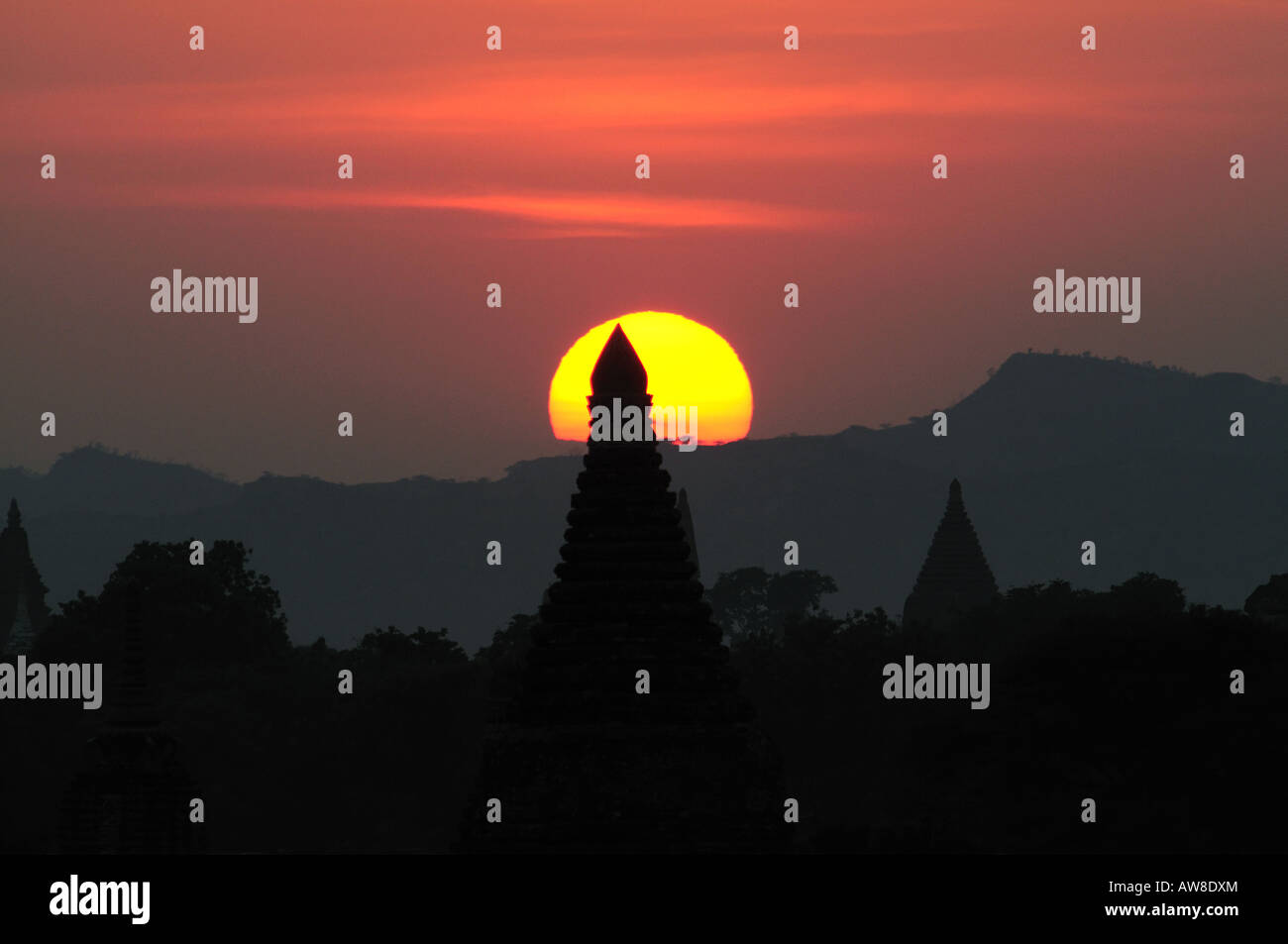 A pagoda at sunset in the old ruined town of Bagan Myanmar Asia Stock ...