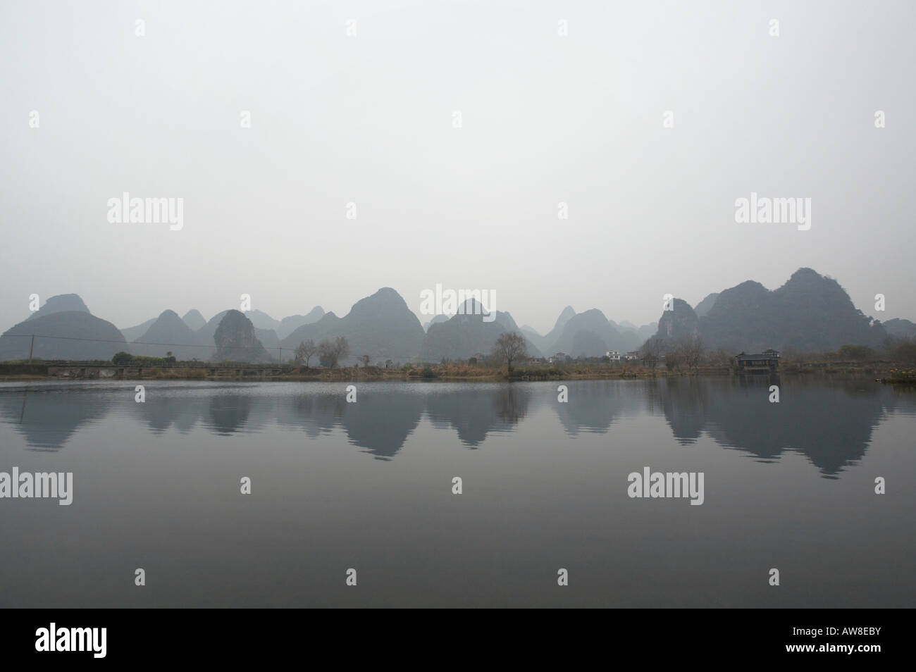 Karst mountain hill peaks in Guilin and Yangshuo region of Guangxi autonomous region in the ...