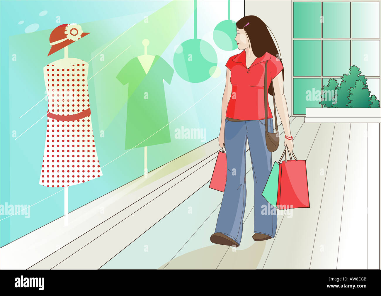 Woman with shopping bags browsing a store window Stock Photo - Alamy