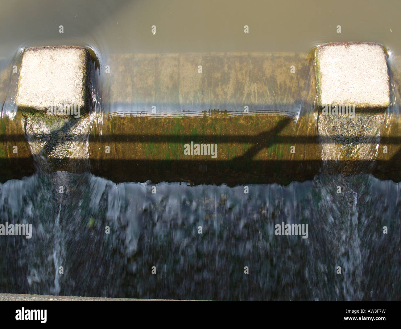 fast flowing modern stone shallow weir Stock Photo - Alamy