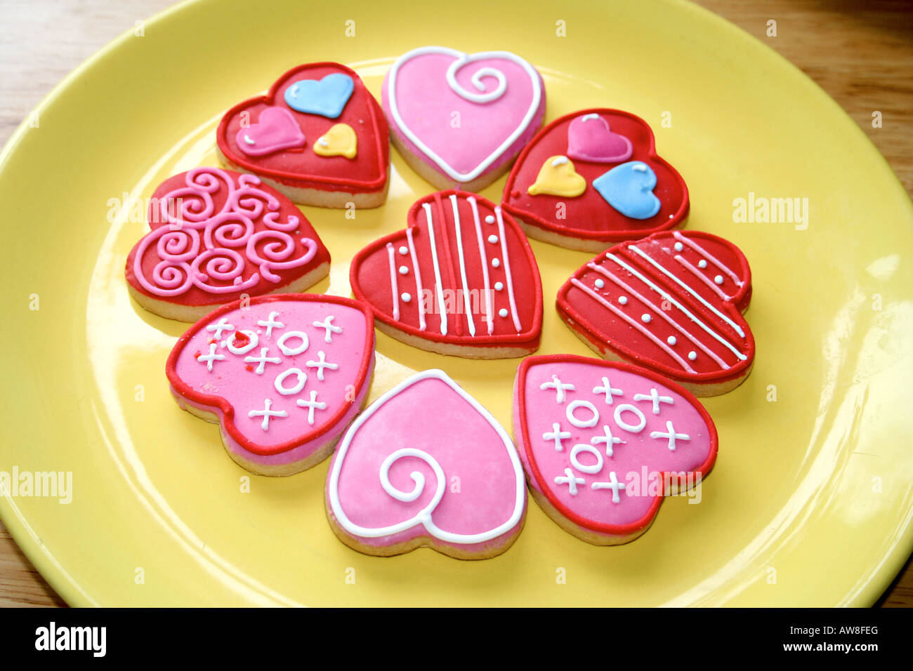heart shaped pink biscuits Stock Photo - Alamy