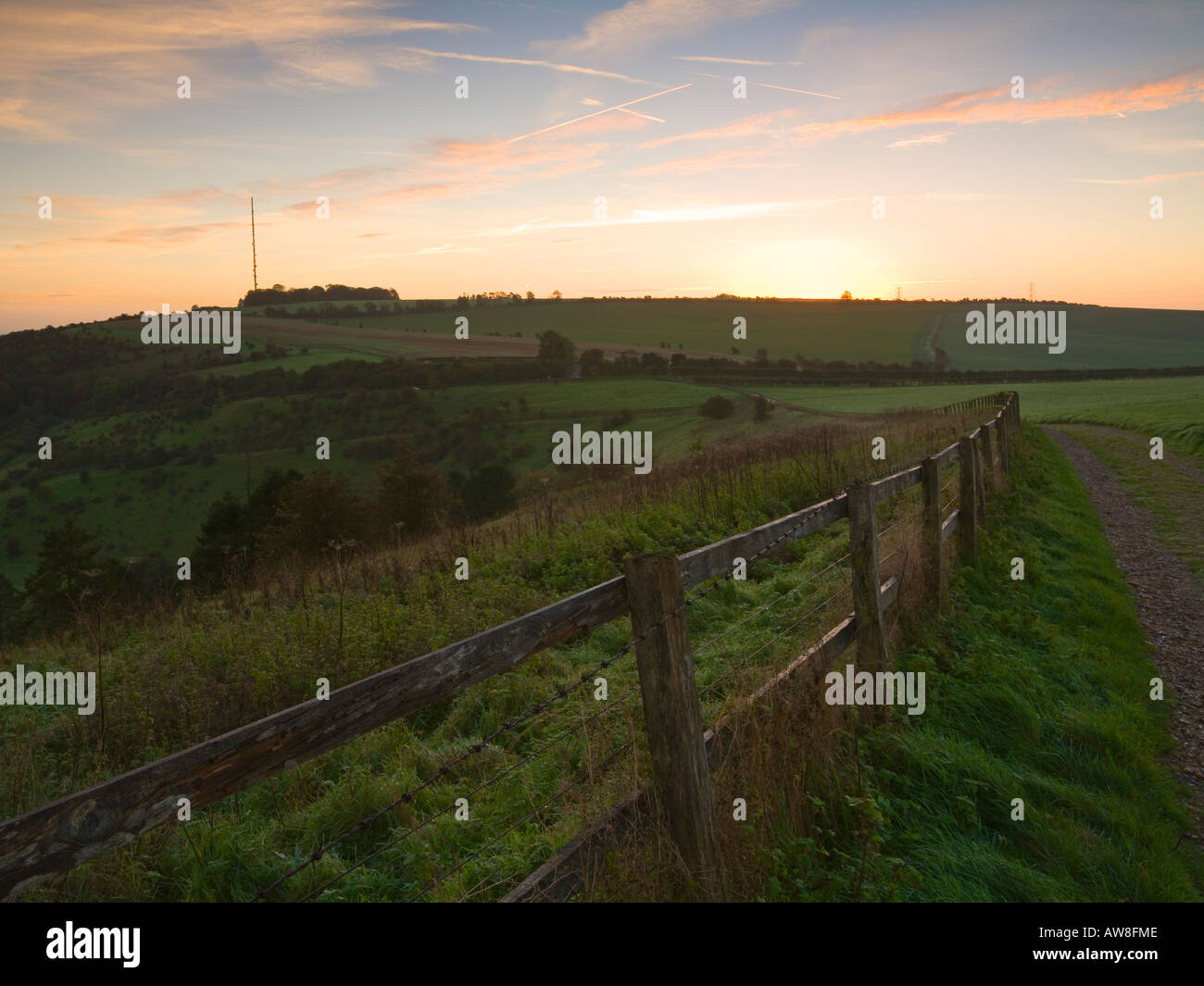 View of hannington radio mast from Watership Down The Warren North ...