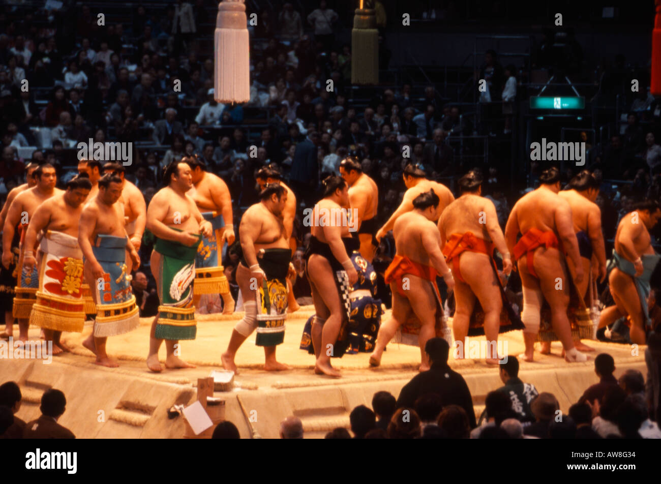 Sumo Wrestlers Grand Sumo Tournament Osaka Japan Stock Photo - Alamy