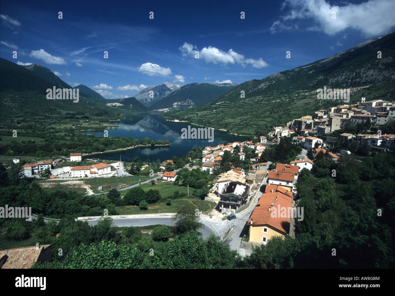 Barrea, view of lake and surrounding mountains - Abruzzo National Park ...