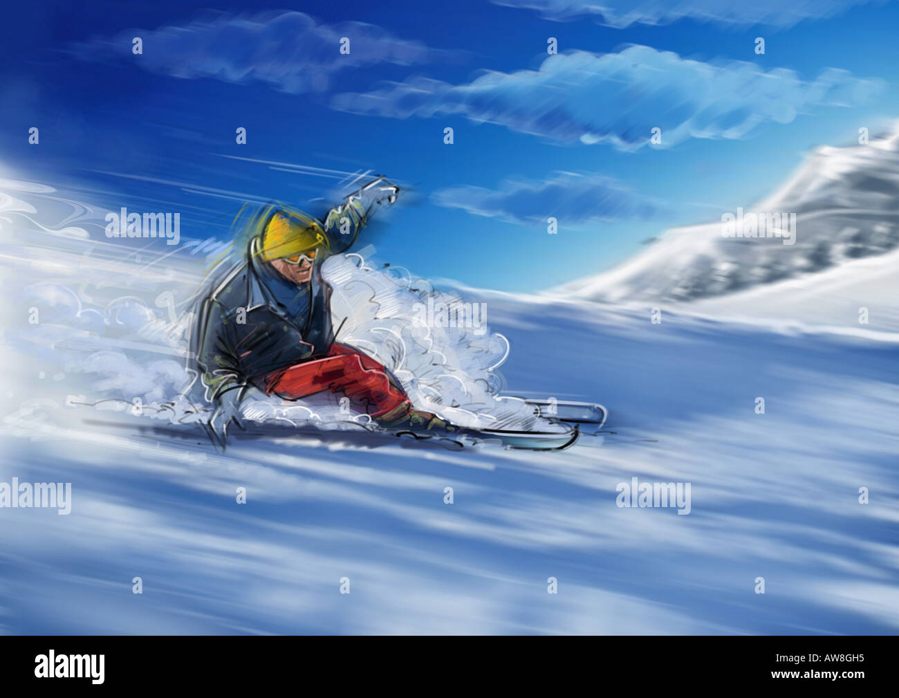 Skiing cartoons hi-res stock photography and images - Alamy