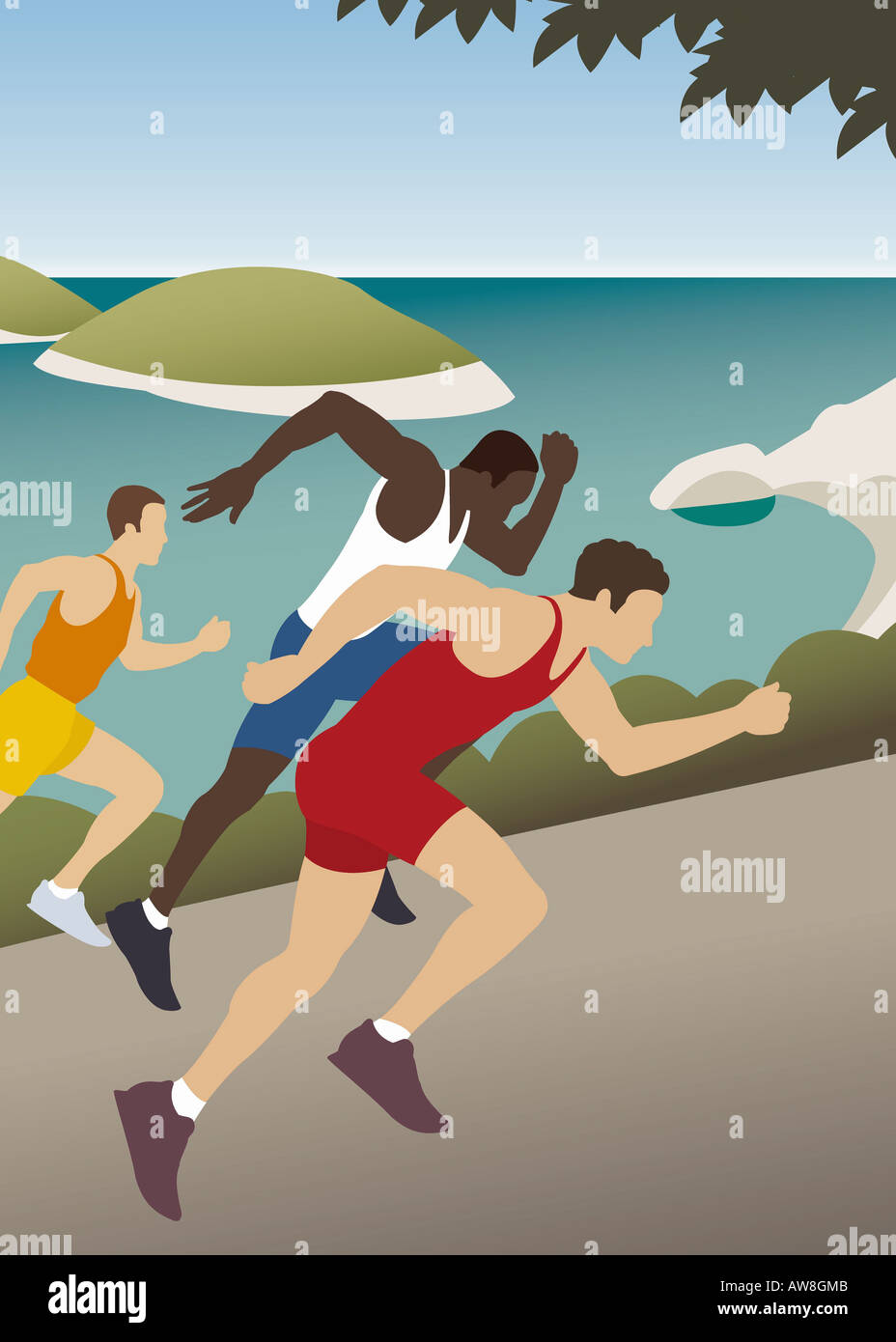 Three athletes racing Stock Photo - Alamy