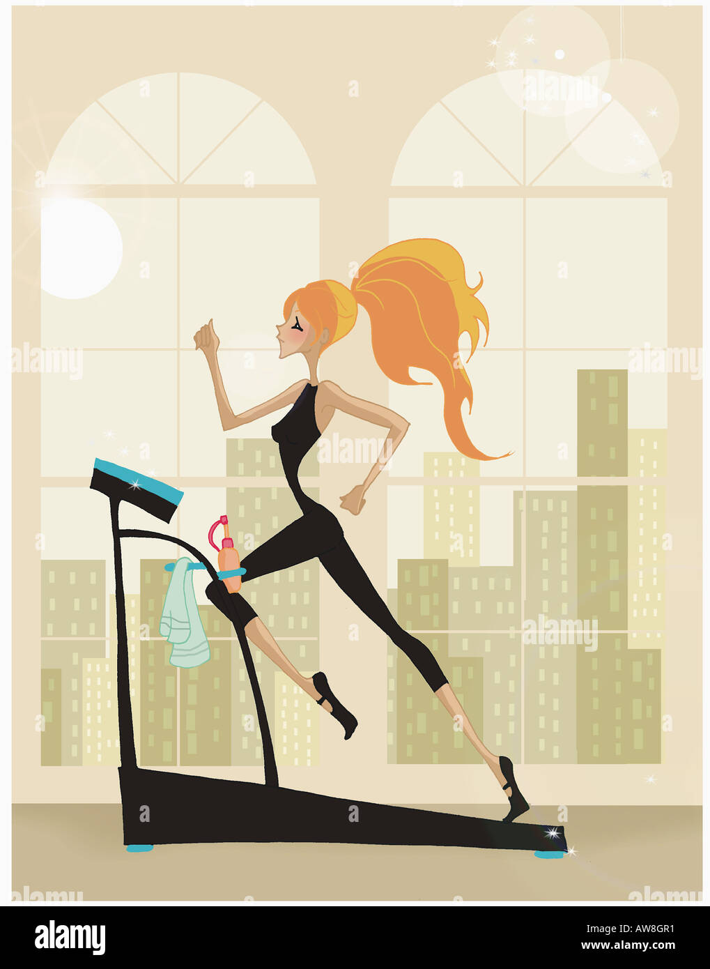 Animation woman running on treadmill hi-res stock photography and ...