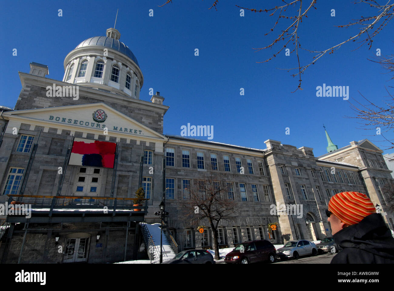 Tourist in front of Marche Bonsecours Market Old Montreal Quebec Canada ...