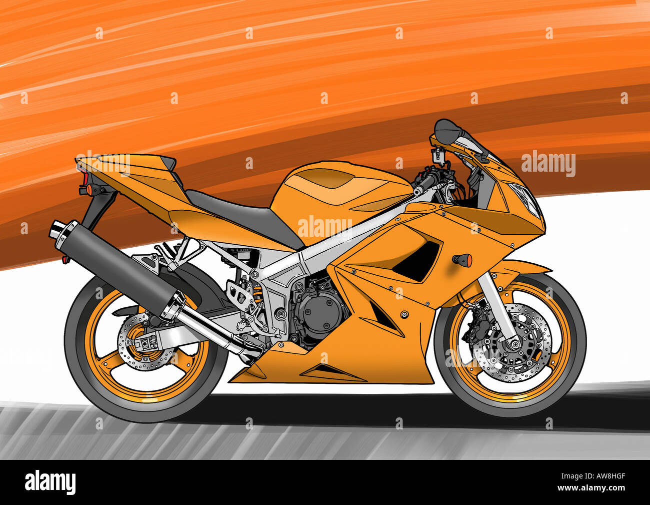 Orange street motorbike Stock Photo - Alamy