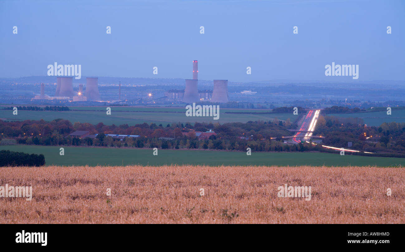 Didcot Power Station and A34 at dusk Oxfordshire UK Stock Photo - Alamy