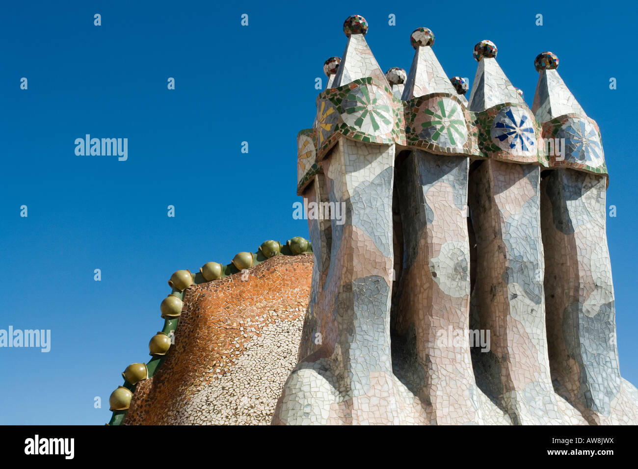 roofline Casa Batilo Barcelona Spain Europe Stock Photo - Alamy