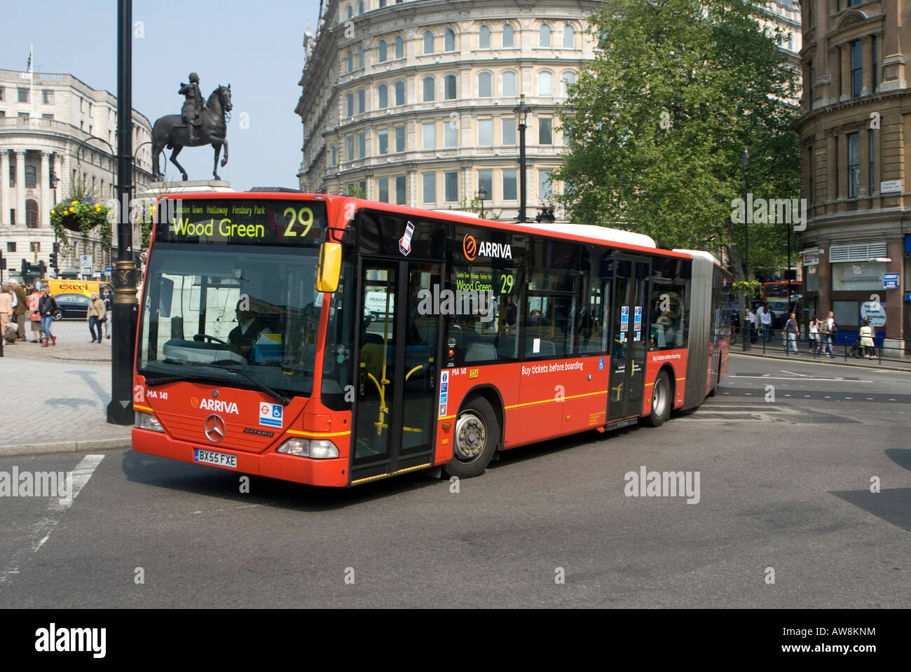 Arriva bendy bus travelling through London city centre, England Stock ...