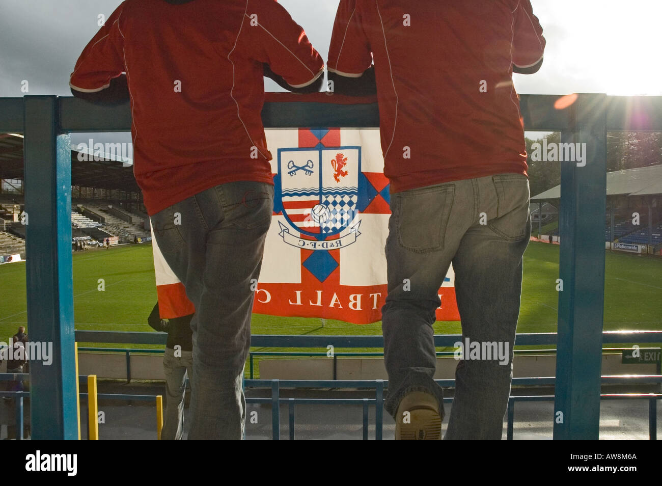 Two early Rushden fans and their flag Halifax Town 1 Rushden Diamonds 1 ...