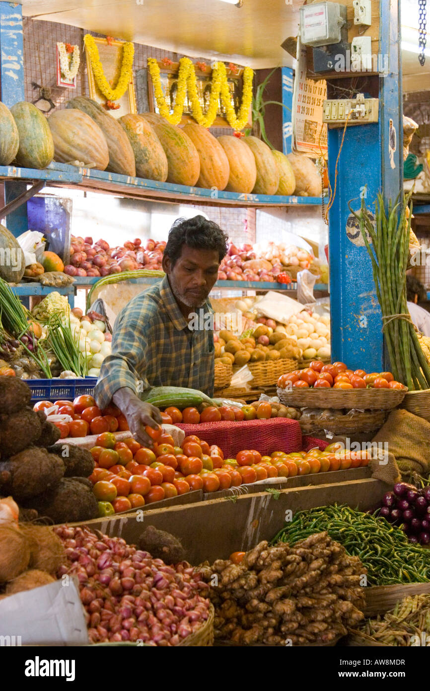 Greengrocer s fruit and vegetable stall in Russel Market Bangalore ...