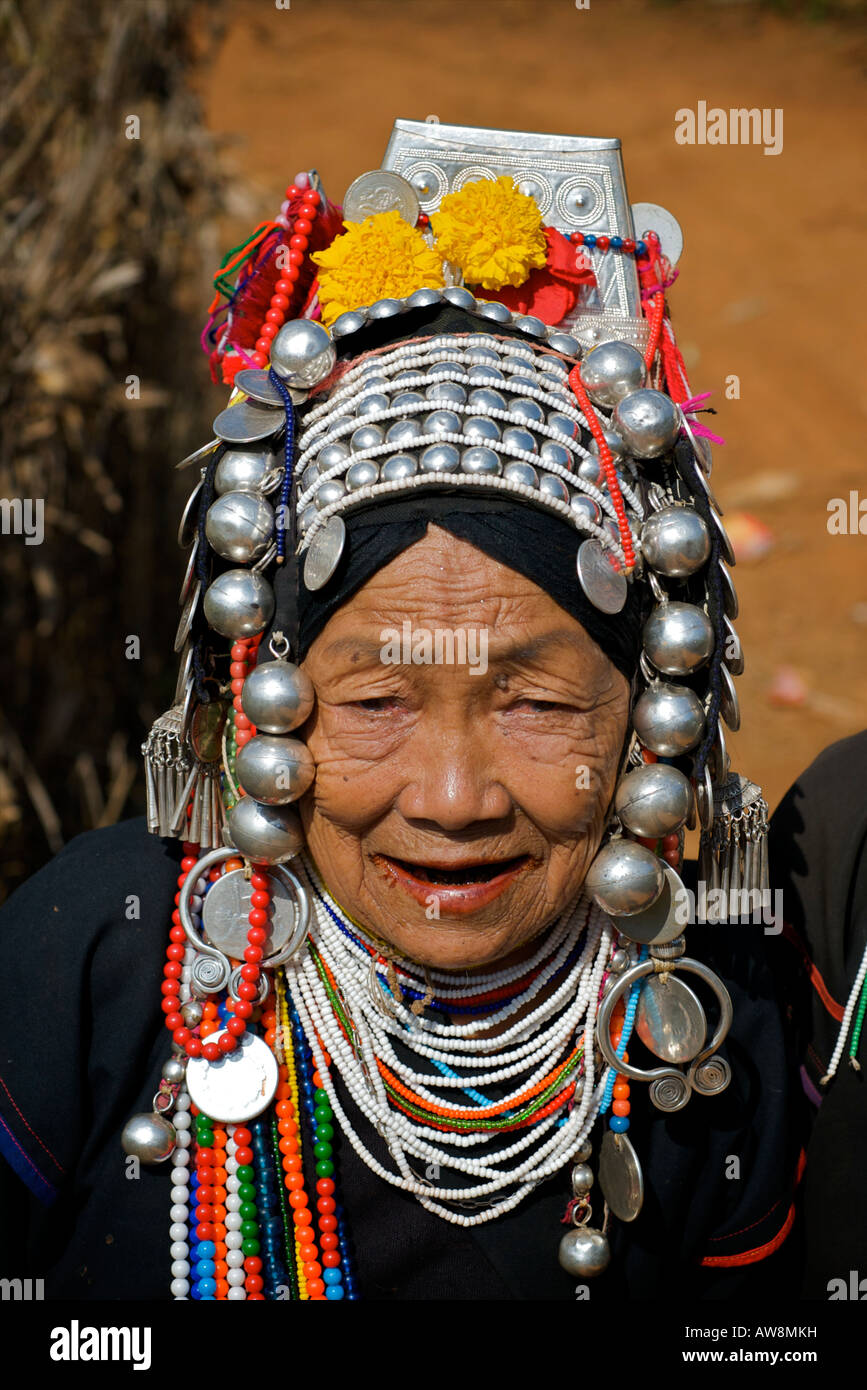 Akha hill tribe woman in Chiang Rai province Thailand Stock Photo - Alamy