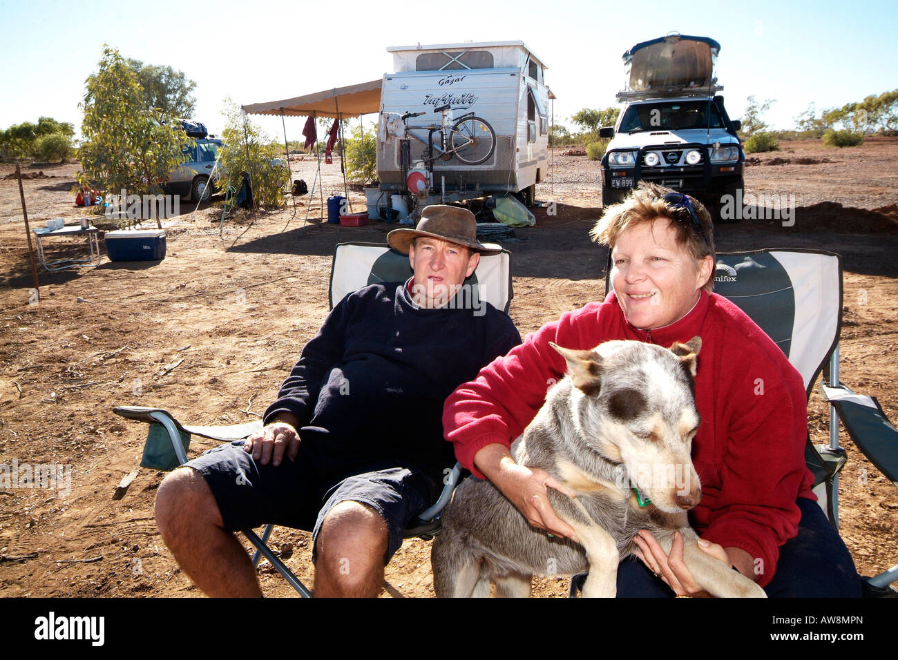 Australia Queensland Opalton near Winton grey nomads campers at ...