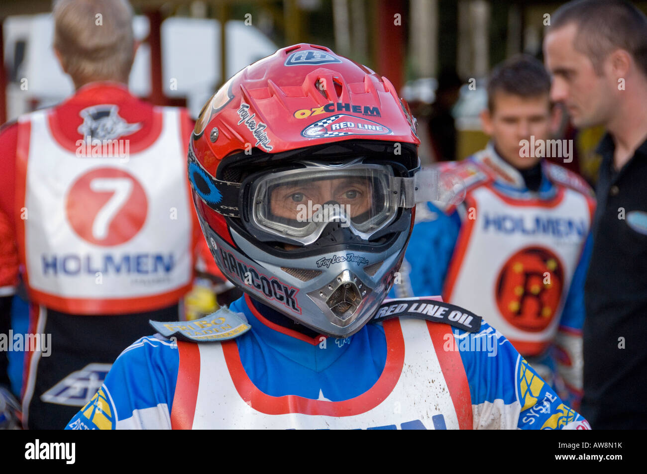 Speedway star American Greg Hancock geared up before the start of a ...