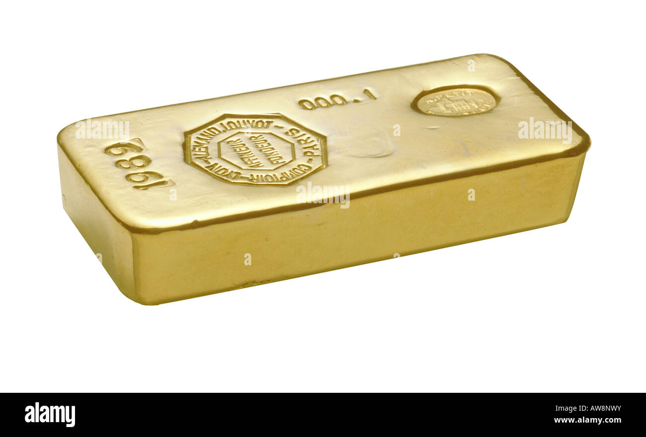 solid gold ingot on white background Stock Photo - Alamy