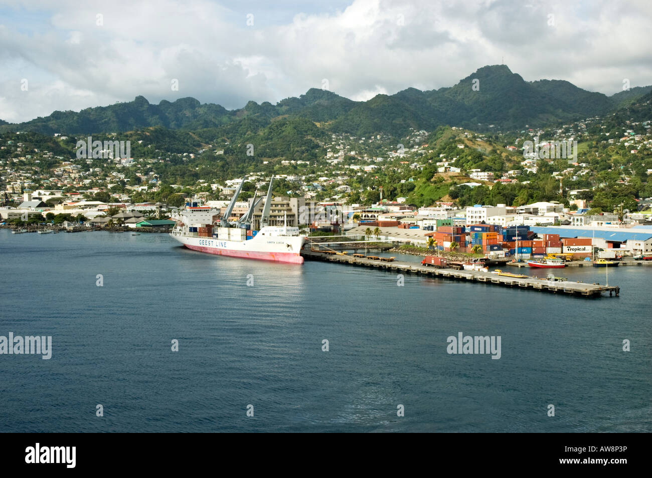 A Container Ship loading Bananas at one of the Jetties in Kingstown ...