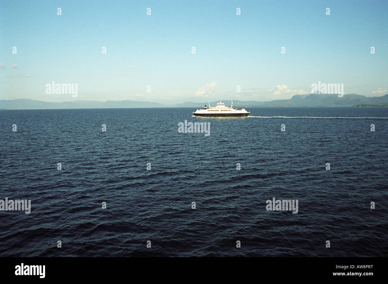 Sea landscape with ferry Stock Photo - Alamy