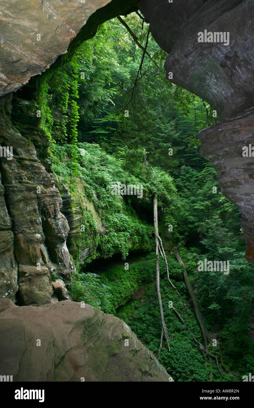 American beautiful landscape in Hocking Hills Ohio overhead from above ...