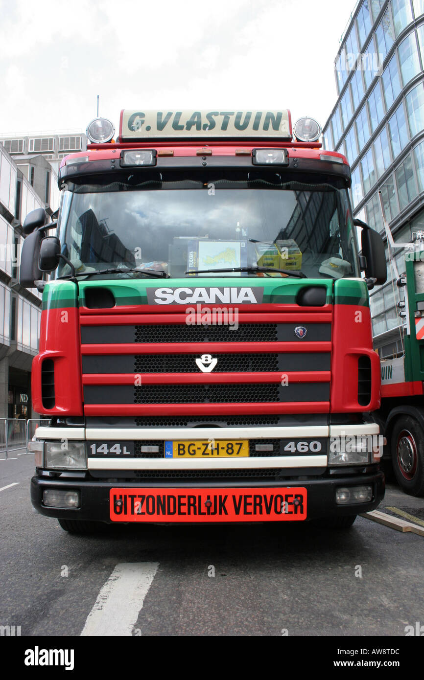 Front on shot of Dutch Scania truck with very strong perspective Stock ...