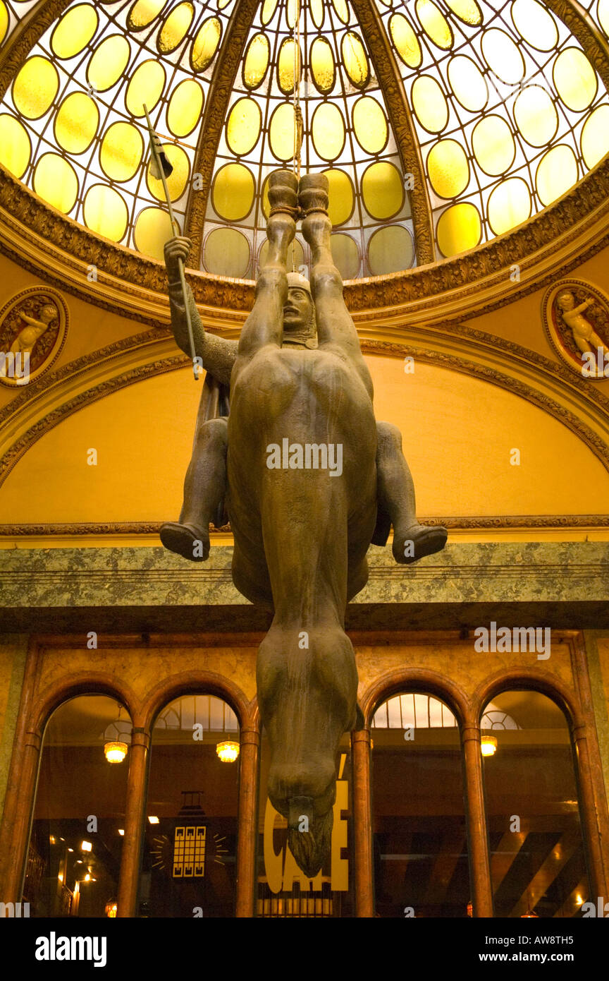 Horse statue by David Cerny in the Lucerna Pasaz in central Prague the ...