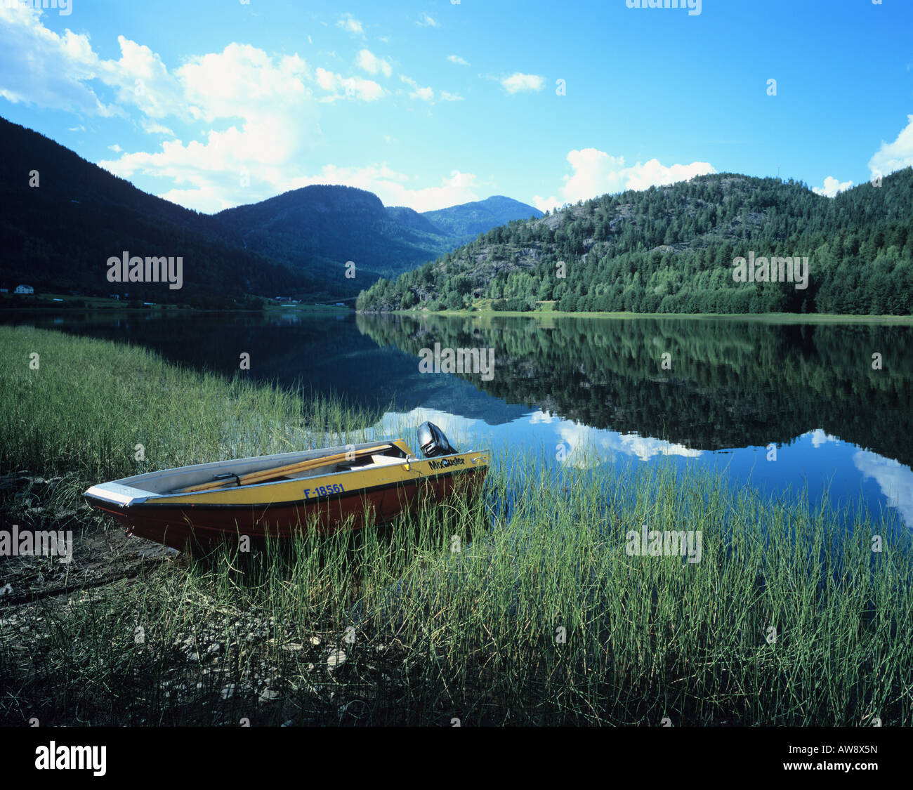 Sweden. Lake Vattern view with boat Stock Photo - Alamy