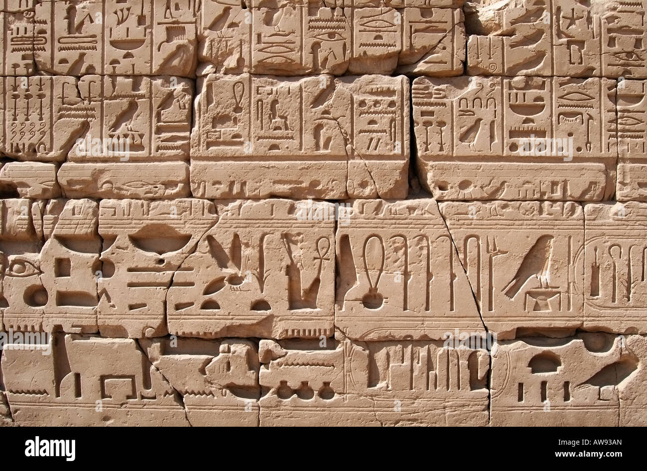 Egyptian signs on the walls of Karnak s Temple Stock Photo - Alamy