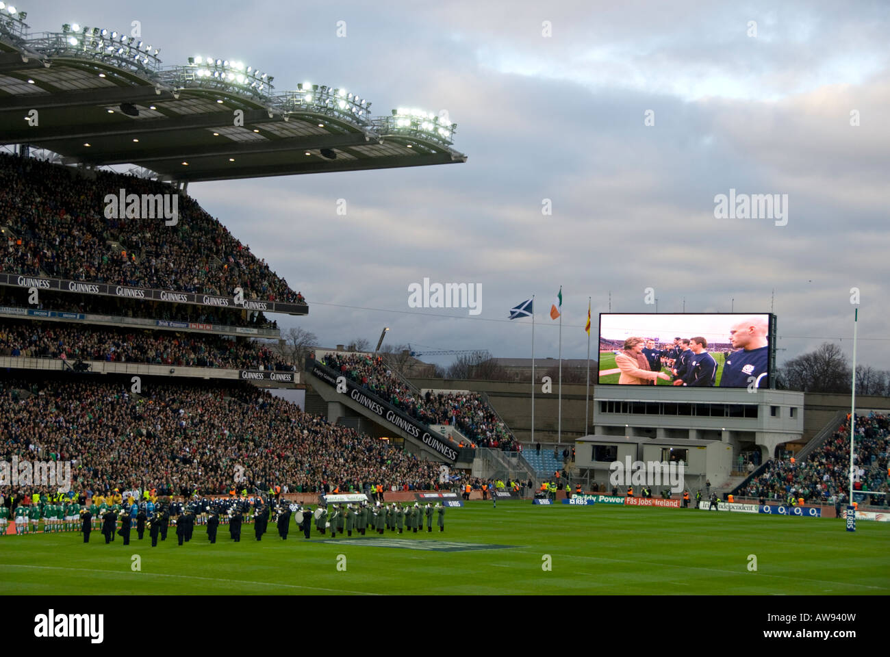 Croke Park Stadium at night during the 2008 6 Nations Rugby Clash ...