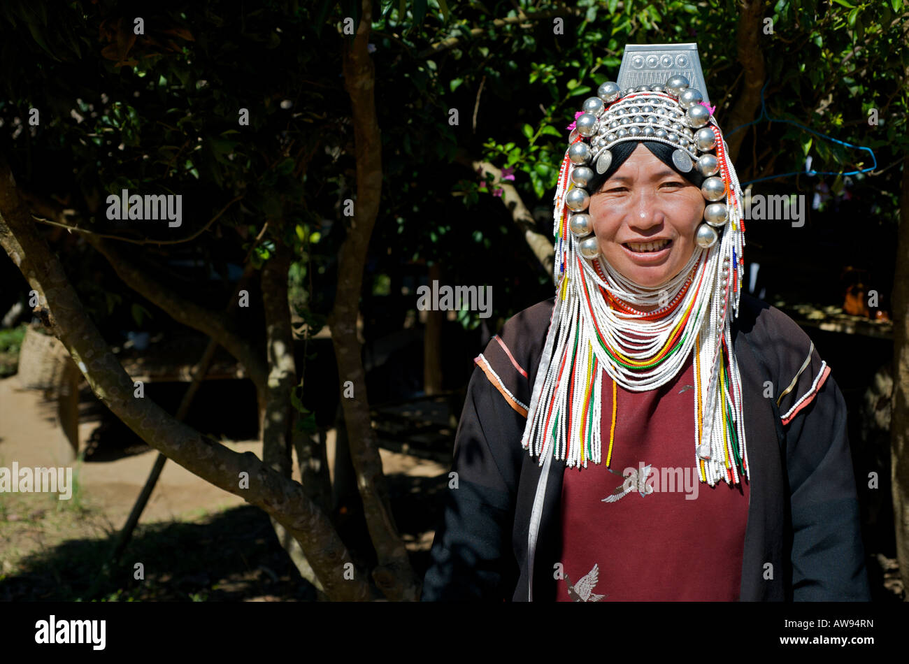 Akha hill tribe woman in Chiang Rai province Thailand Stock Photo - Alamy