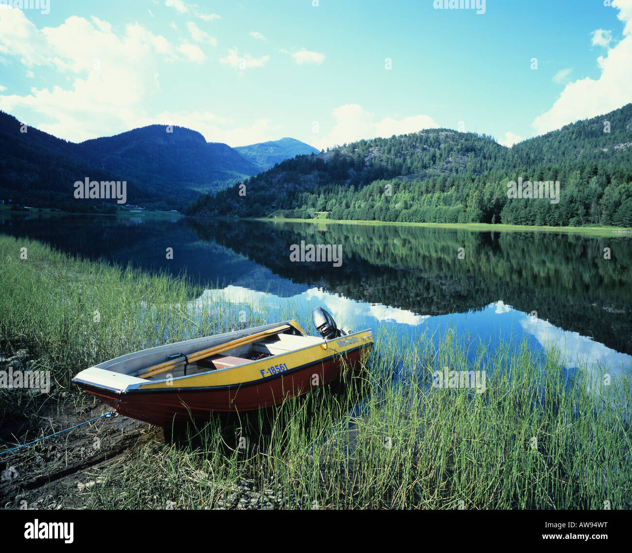 Sweden. Lake Vattern view with boat Stock Photo - Alamy