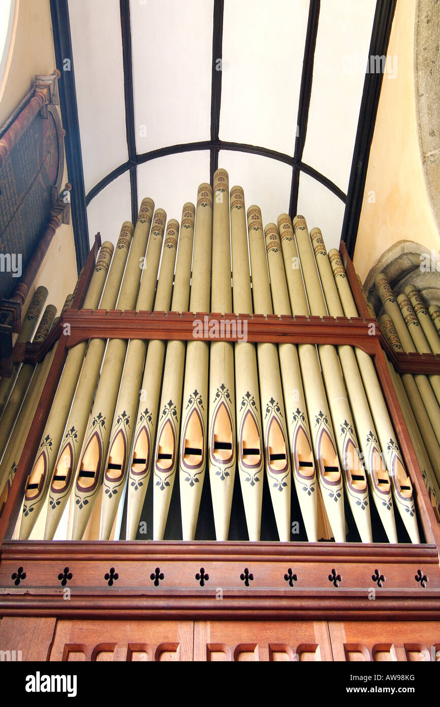 Decorative organ pipes in St James Church at Christow on Dartmoor South ...