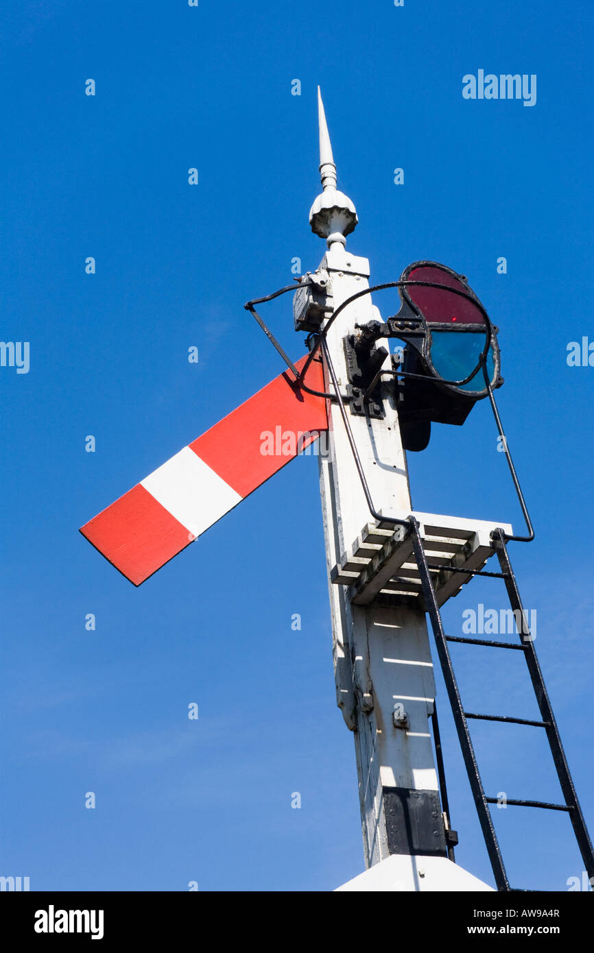 Railway signal down at go position Stock Photo - Alamy