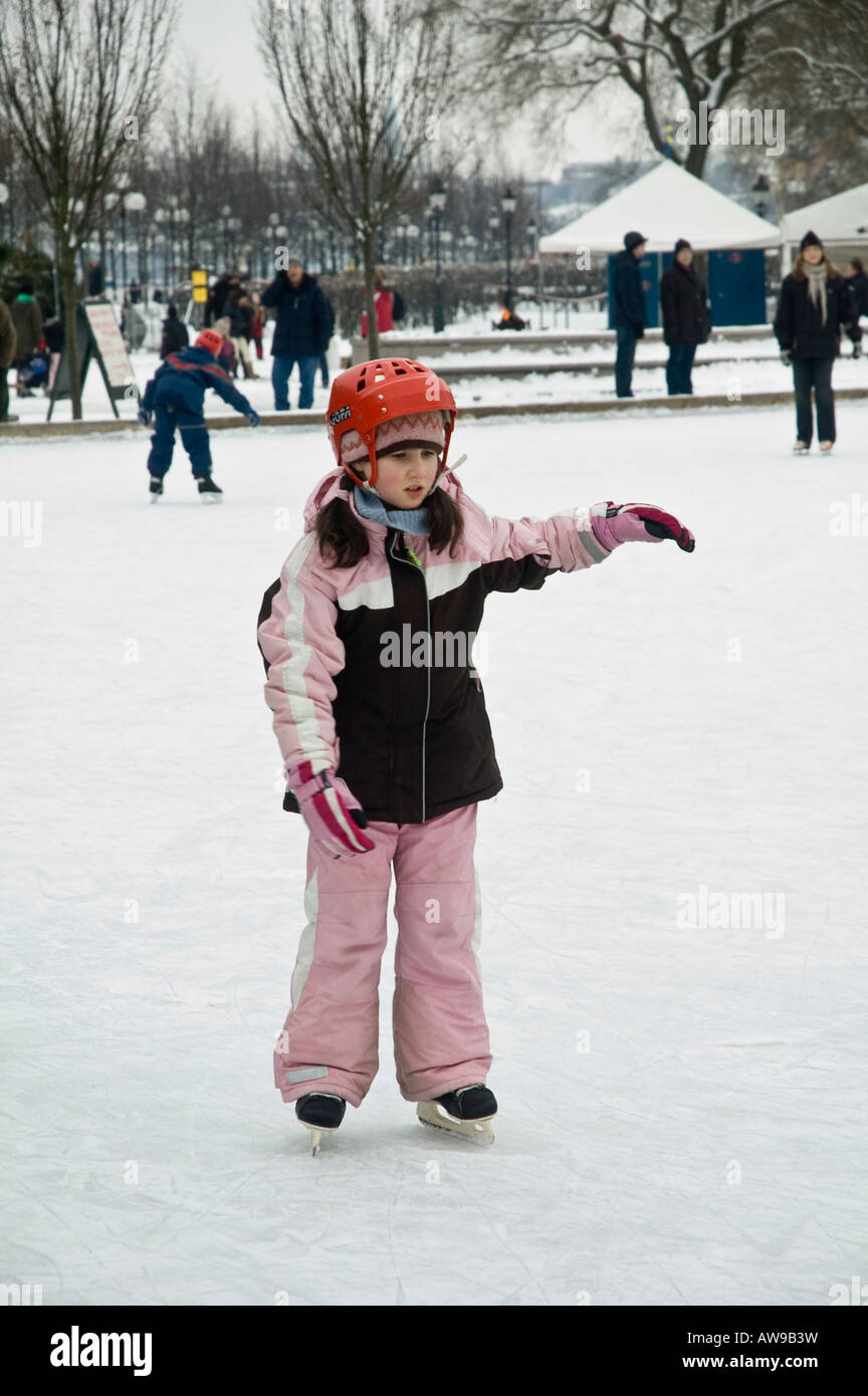 Child skating on an icerink in central Stockholm Sweden Stock Photo - Alamy